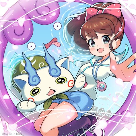 Haz Hazn Kodama Fumika Komasan Ungaikyou Youkai Watch Youkai Watch Highres 1girl Black