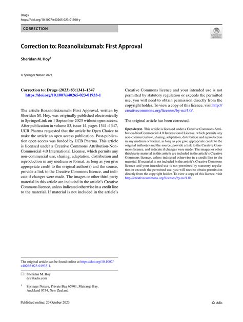 Pdf Correction To Rozanolixizumab First Approval