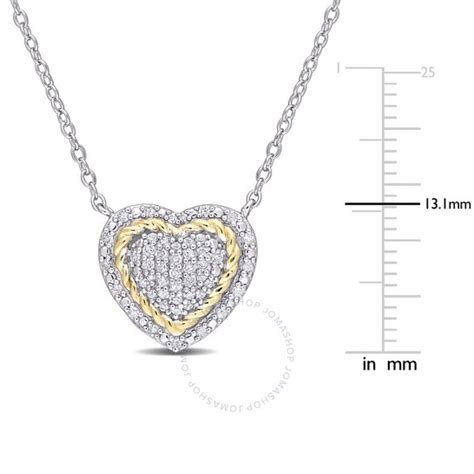 Amour 14 Ct Tw Diamond Rope Design Heart Pendant With Chain In White
