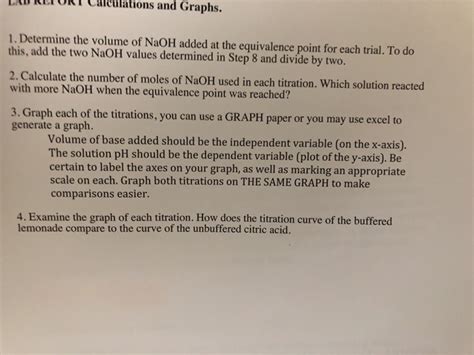 Results Calculations And Post Lab Questions For