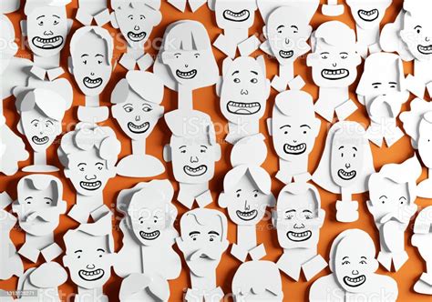 종이 컷 효과 배경 손으로 그린 얼굴 감정과 인간의 머리 3d 렌더 일러스트레이션 페이퍼커팅에 대한 스톡 사진 및 기타 이미지 페이퍼커팅 대규모 사람 얼굴 Istock