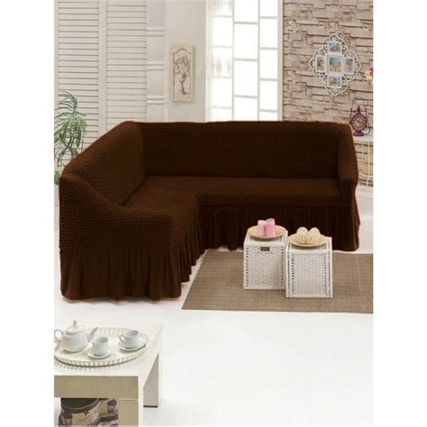 Покривало за ъглов диван Кафяво