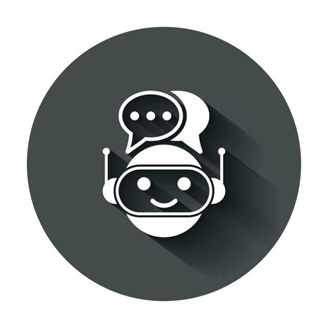 Cute Robot Chatbot Icon In Flat Style Bot Operator Vector Illustration With Long Shadow Smart
