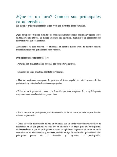 Qué Es Un Foro Pdf Foro De Internet