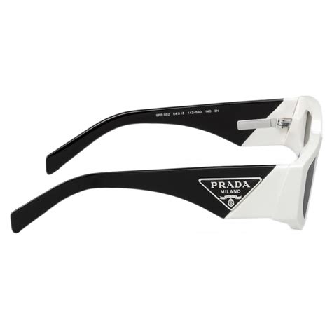 Prada Prada Symbole Rectangular Sunglasses Chalk White Slate Gray