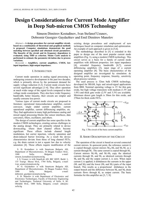 Pdf Design Considerations For Current Mode Amplifier In Deep Sub Micron Cmos Technology