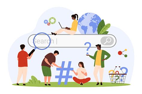 브라우저에서 검색 창은 인터넷 돋보기로 작은 사람들에 대한 정보를 찾습니다 개념에 대한 스톡 벡터 아트 및 기타 이미지 개념 건설 현장 검색 Istock