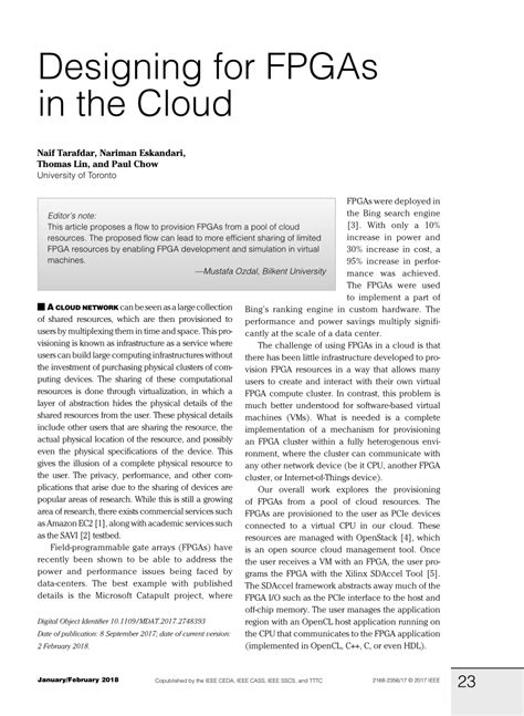 Pdf Designing For Fpgas In The Cloud