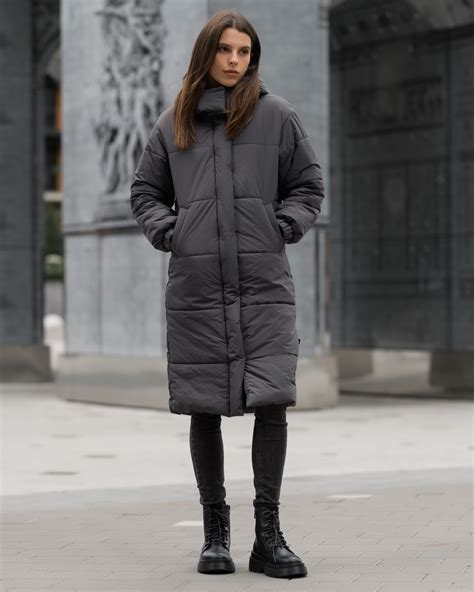 Куртка зимова жіноча Staff Clo Gray сіра тепла брендова подовжена з капюшоном ціна