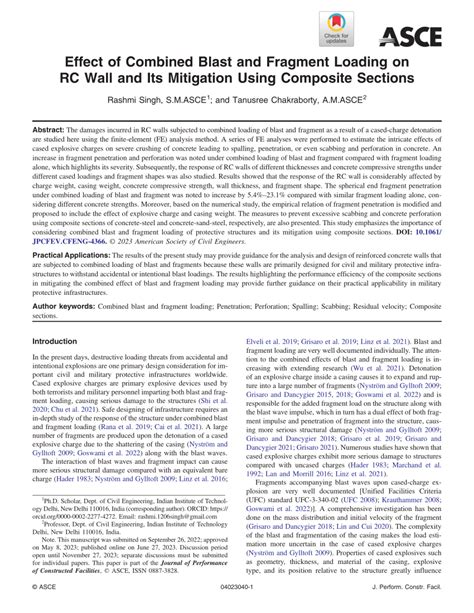 Pdf Effect Of Combined Blast And Fragment Loading On Rc Wall And Its Mitigation Using