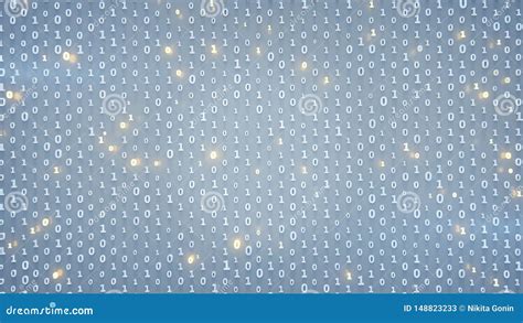 Binary Code Matrix With Glowing Symbols 3d Render Stock Illustration