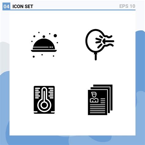 Set Of 4 Vector Solid Glyphs On Grid For Food Temperature Ware Blow Account Editable Vector