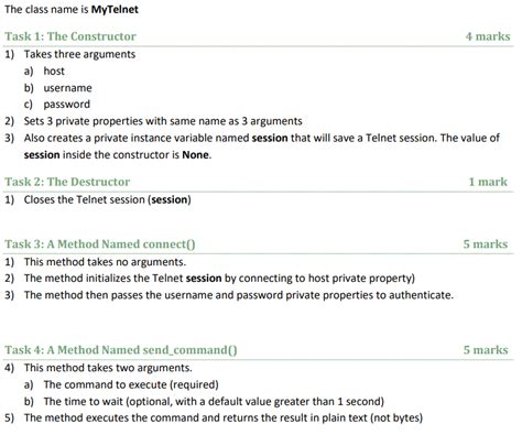 Solved The Class Name Is Mytelnet Task 1 The Constructor 4 Marks 1