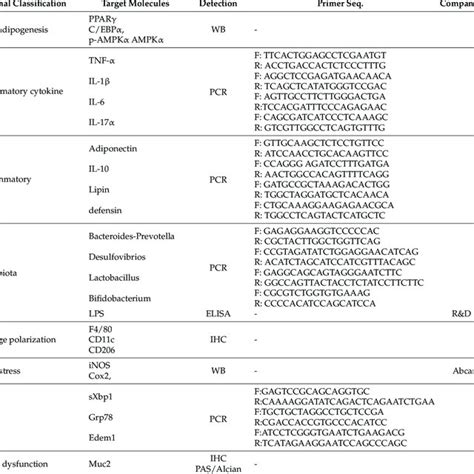 Functional Classification Detection Method Primer Sequences And