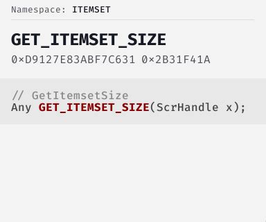 GetItemsetSize FiveM Natives Cfx Re Docs