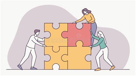 People Building Puzzle Together Teamwork And Collaboration Vector Design Generative Ai Stock
