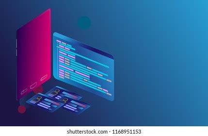 D Isometric Mobile App Ui Ux Stock Vector Royalty Free