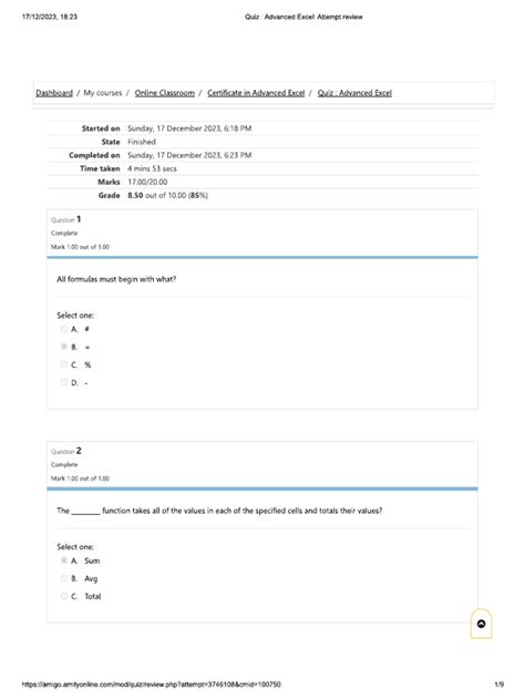Excel Certification Pdf