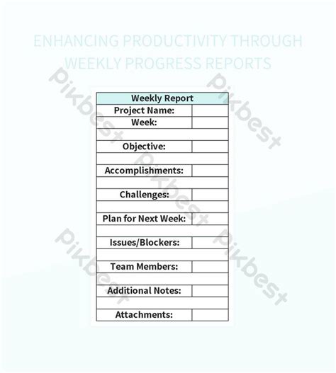 Boosting Efficiency With Weekly Progress Updates Excel Template Free Download Pikbest