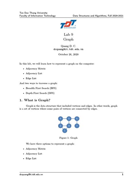 Lab 9 Graph Pdf Vertex Graph Theory Algorithms And Data Structures