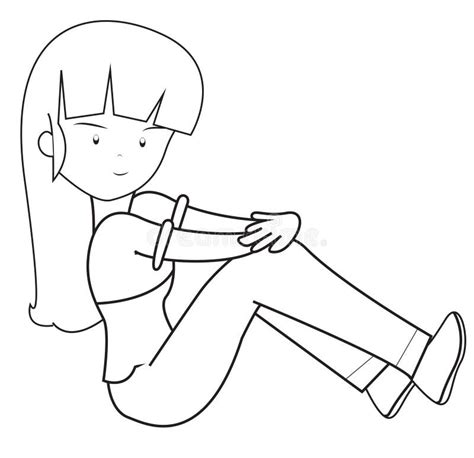 Ragazza Con Una Pagina Lunga Di Coloritura Di Capelli Illustrazione Di Stock Illustrazione Di