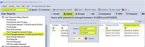 password status reports ad reports maxpowersoft