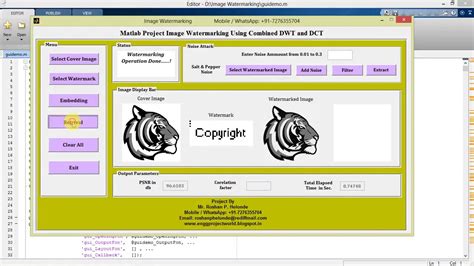 matlab project on image watermarking using dwt and dct youtube