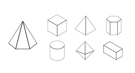Premium Vector Set Of 3d Geometric Shapes Isometric Outline Views