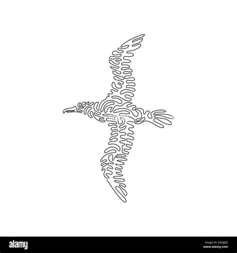 Single Curly Line Drawing Of Cute Albatross Abstract Art Continuous