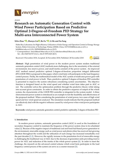 Pdf Research On Automatic Generation Control With Wind Power Participation Based On Predictive