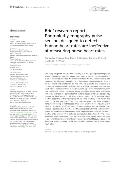 Pdf Brief Research Report Photoplethysmography Pulse Sensors Designed To Detect Human Heart