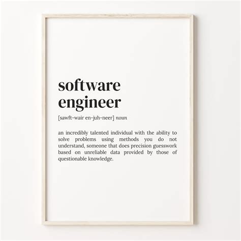Software Engineer Definition Print Dictionary Poster Quote Wall Art