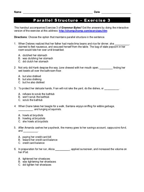 Fillable Online Parallel Structure Exercise 3 Fill Online Printable Fillable Fax Email