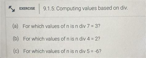 Solved Exercise 915 Computing Values Based On Div A
