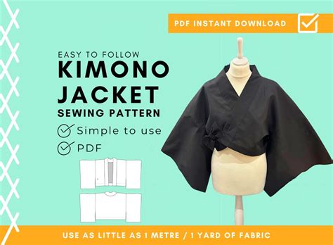 Paperless Diy Kimono Jacket Pattern Easy To Sew With Just 1 Metre Of