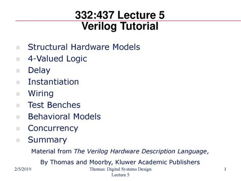 332437 Lecture 5 Verilog Tutorial Ppt Download