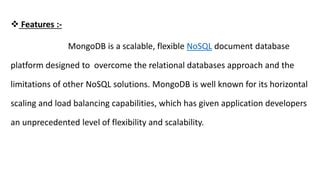 MONGODB VASUDEV PRAJAPATI DOCUMENTBASE DATABASE PPT