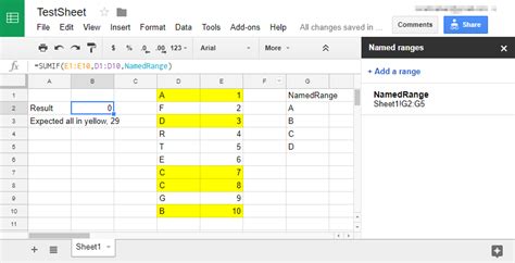 Google Sheets Sumifs With Range Or Named Range As Criteria Stack Overflow