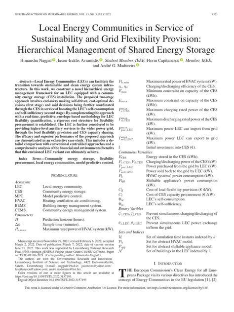 Local Energy Communities In Service Of Sustainability And Grid