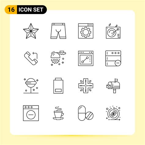 User Interface Pack Of 16 Basic Outlines Of Incoming Answer Underwear Music Audio Editable