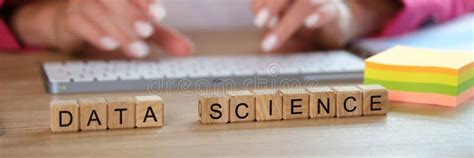 Hands Typing On Keyboard And Data Science Text On Cubes Stock Illustration Illustration Of