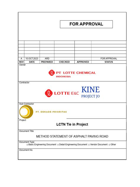 Method Statement Paving Road Asphalt Pdf Construction Aggregate