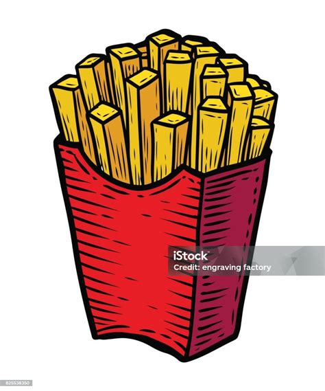 감자 튀김 패스트 푸드 벡터입니다 패스트 푸드 벡터입니다 흰색 배경에 고립 정크 거리 음식입니다 새겨진된 손 복고풍 빈티지