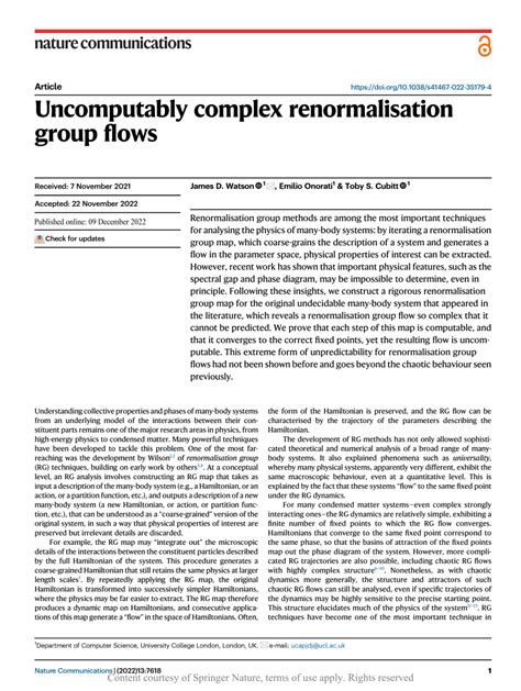 Pdf Uncomputably Complex Renormalisation Group Flows