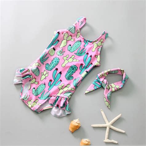 Badpak Voor Meisjes Een Stuk Mouwloze Cactus Print Vicedeal
