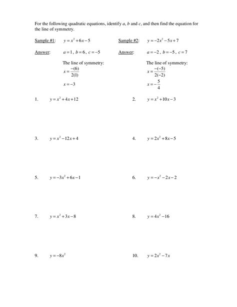 Find The Zeros Of A Quadratic Functions Worksheet