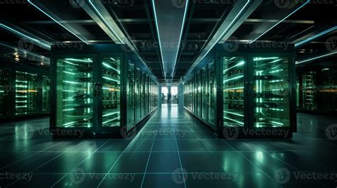 Ai Generated Inside A High Tech Data Center Multiple Rows Of Active Server Racks Powering