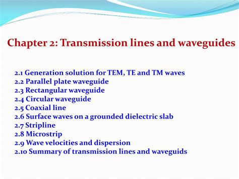 Ppt Chapter 2 Transmission Lines And Waveguides Powerpoint
