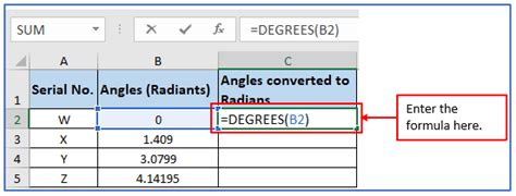 Degrees Function In Excel
