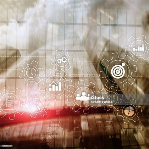 비즈니스 프로세스 자동화 개념입니다 기어 그리고 추상적인 배경에 아이콘입니다 개발에 대한 스톡 사진 및 기타 이미지 개발 개선 계기판 차량 부분 Istock